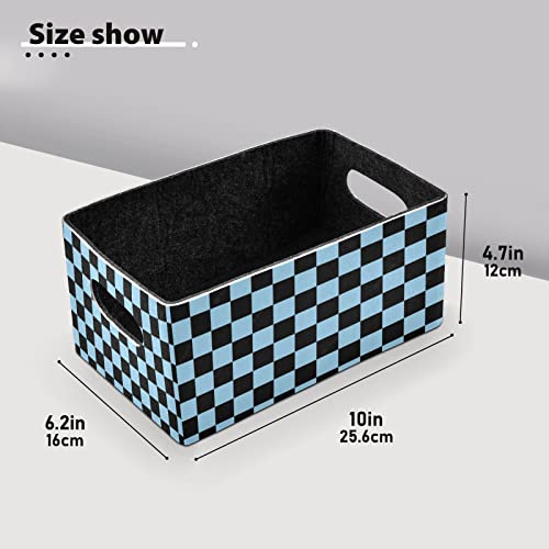 Kcldeci Blue and Black Checkerboard Checkered Gingham Plaid Tartan Pattern Storage Baskets for Shelves Storage Bins Storage Boxes Decorative for Living Room Office Bedroom Clothes Toys 2-Pack