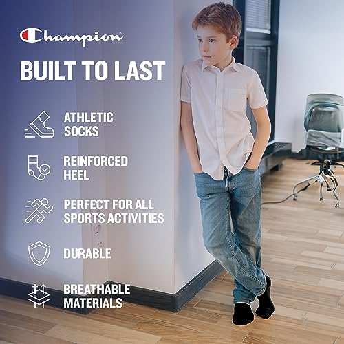 Champion Boys Socks and Girls Socks 12 Pair Crew Low Cut No Show Ankle Quarter Socks for Girls