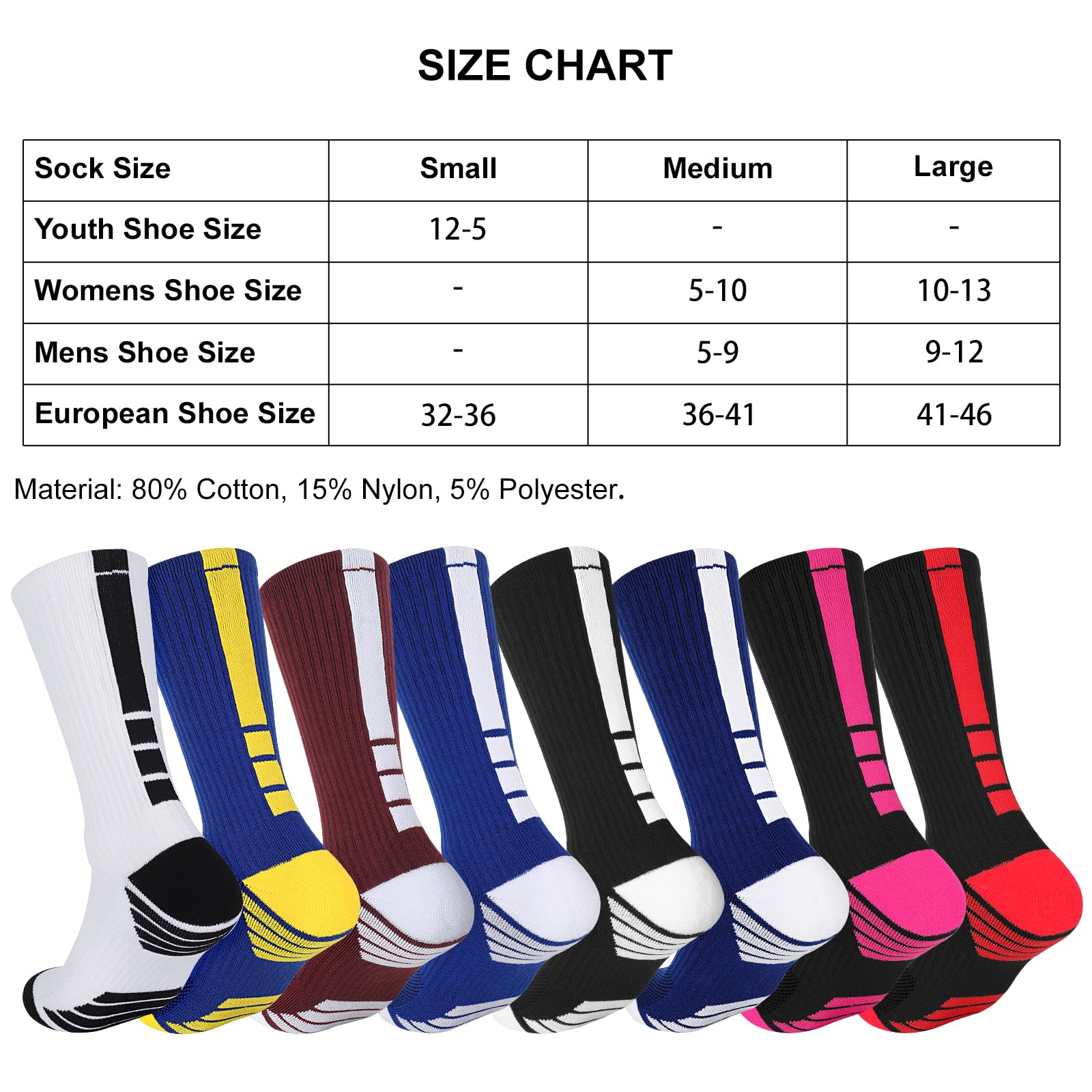 Dingcooler Elite Basketball Socks 2/4 Pairs, Mid Calf Athletic Socks for Men Women Boys Girls
