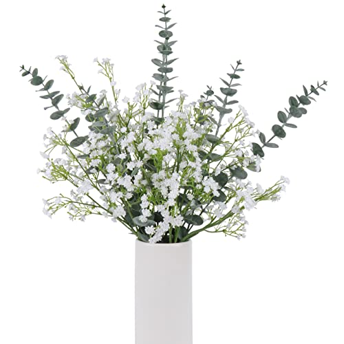 18pcs Babys Breath Eucalyptus Leaves Bouquet Gypsophila Artificial Flowers and Faux Greenery for Home Decor