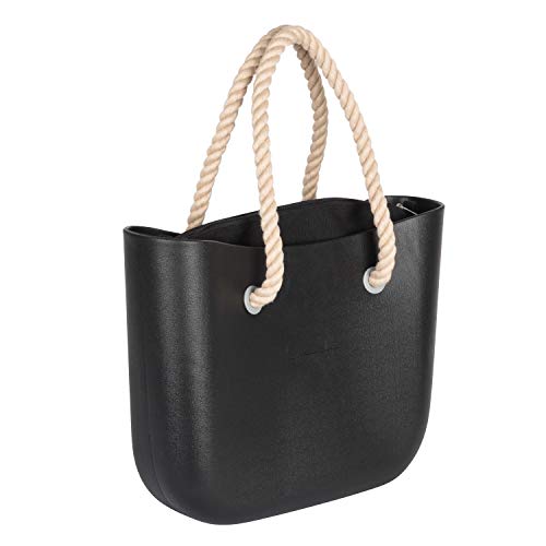 Women's Beach Handbag - Rope Handles - waterproof silicone backpack swim bags book tote speedo bag totes Fashion (noir)