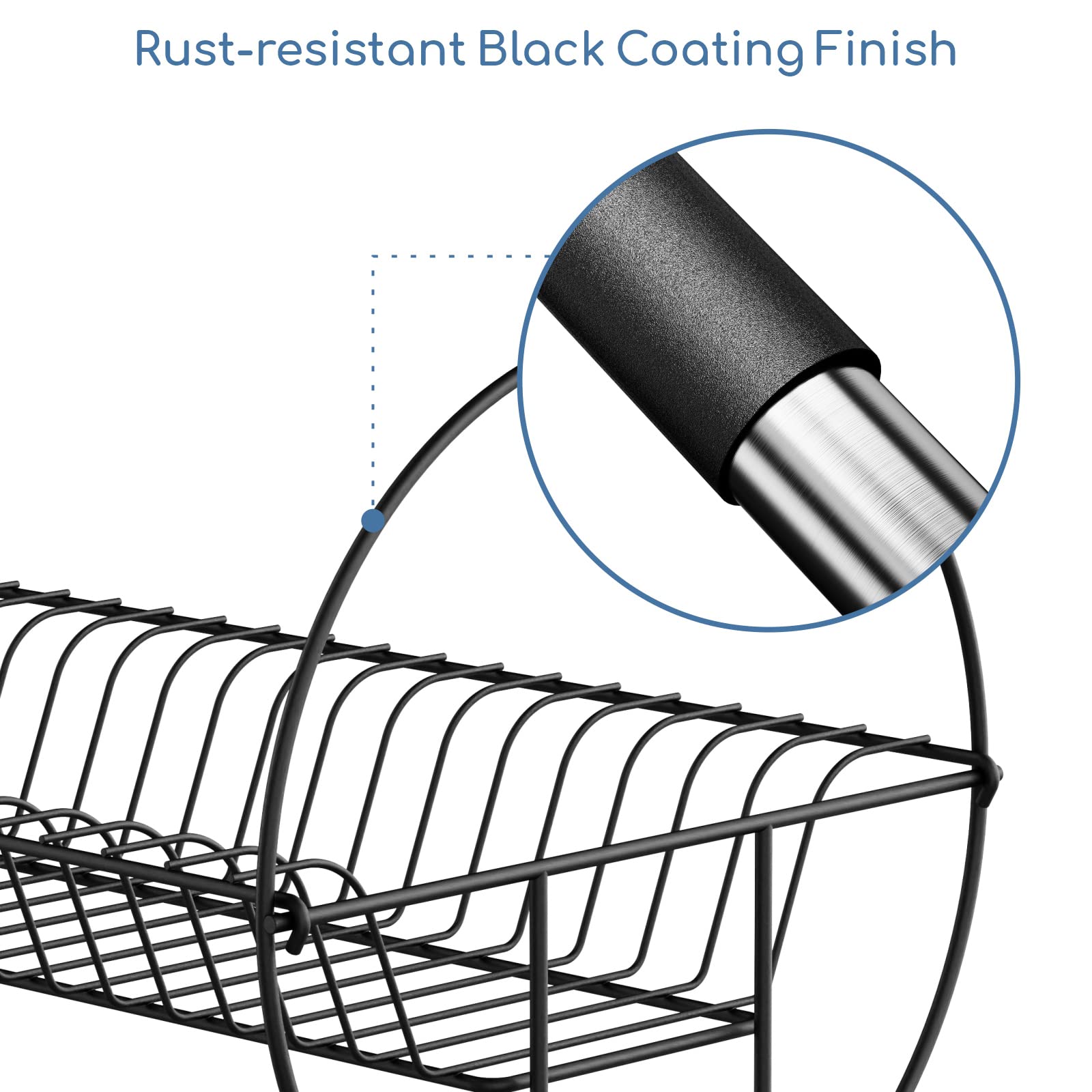 GSlife Small Dish Drying Rack - 2-Tier Dish Rack with Drainboard, Utensils Holder, Glass Holder for Kitchen Counter, Tiered Dish Drainer for Small Space, Black