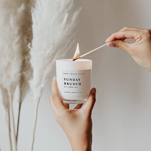 Sweet Water Decor Sunday Brunch Candle | Apple, Bourbon, Vanilla & Maple, Breakfast Scented Soy Wax Candle for Home | 11oz White Jar, 50+ Hour Burn Time, Made in The USA
