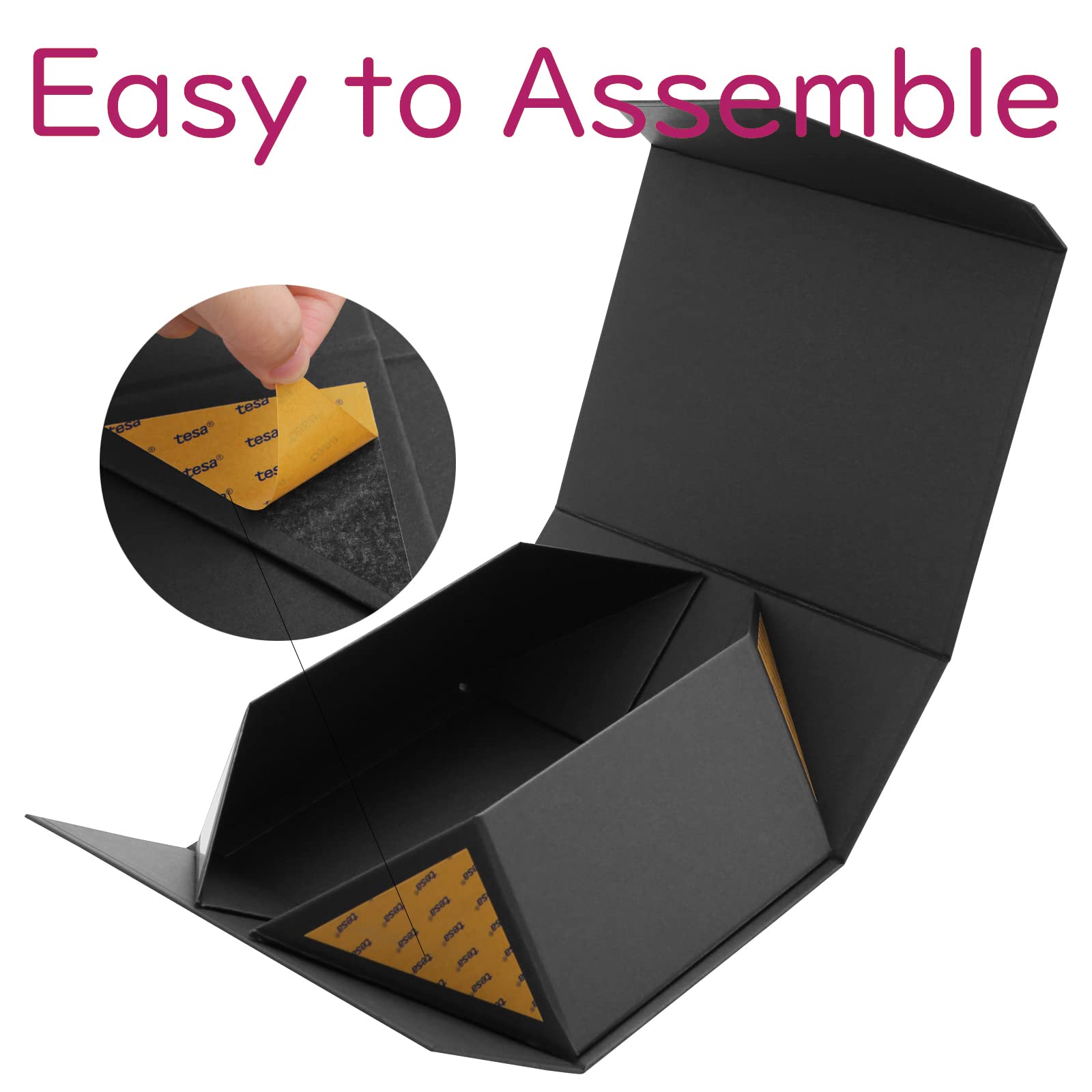 JINMING Gift Box 9x6.5x3.8 Inches, Gift Box with Lid, Black Gift Box, Groomsman Proposal Box for Christmas, Father's Day, Collapsible Gift Box with Magnetic Closure