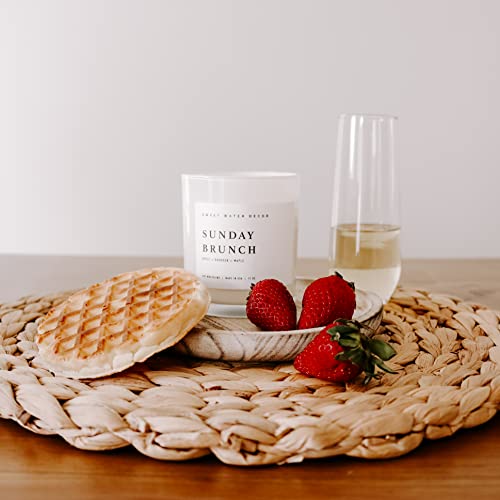 Sweet Water Decor Sunday Brunch Candle | Apple, Bourbon, Vanilla & Maple, Breakfast Scented Soy Wax Candle for Home | 11oz White Jar, 50+ Hour Burn Time, Made in The USA