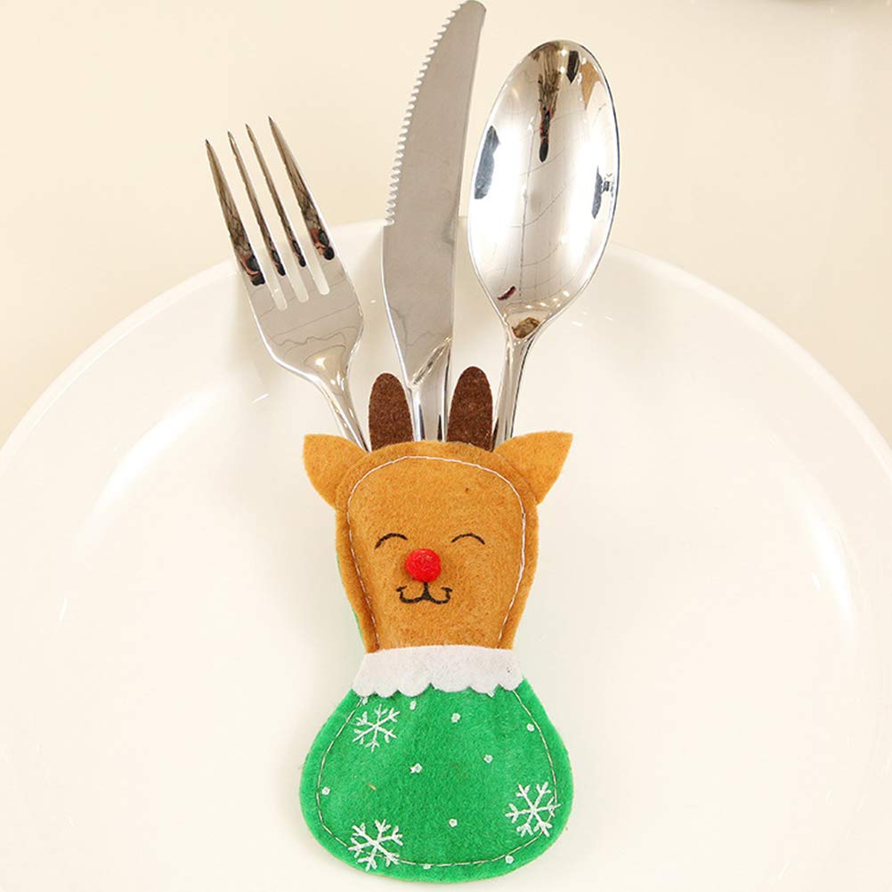 3 Pcs CHRISTMAS Knife Spoon Holder Xmas Fork Bag CHRISTMAS Elements Patterned Silverware Holder Pouch Cutlery Storage Bag for Xmas Party Festival (Without Cutlery)
