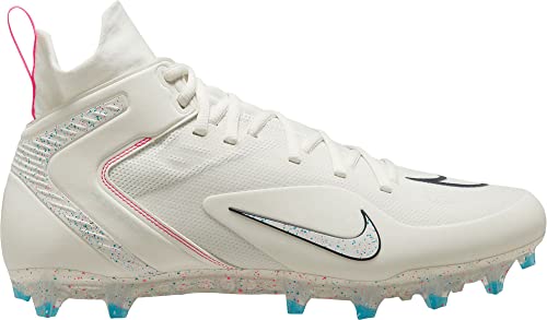 Nike Alpha Huarache 8 Elite CW4440-116 Sail/Hyper Pink/Laser Blue/White Men's Lacrosse Cleats 10 US