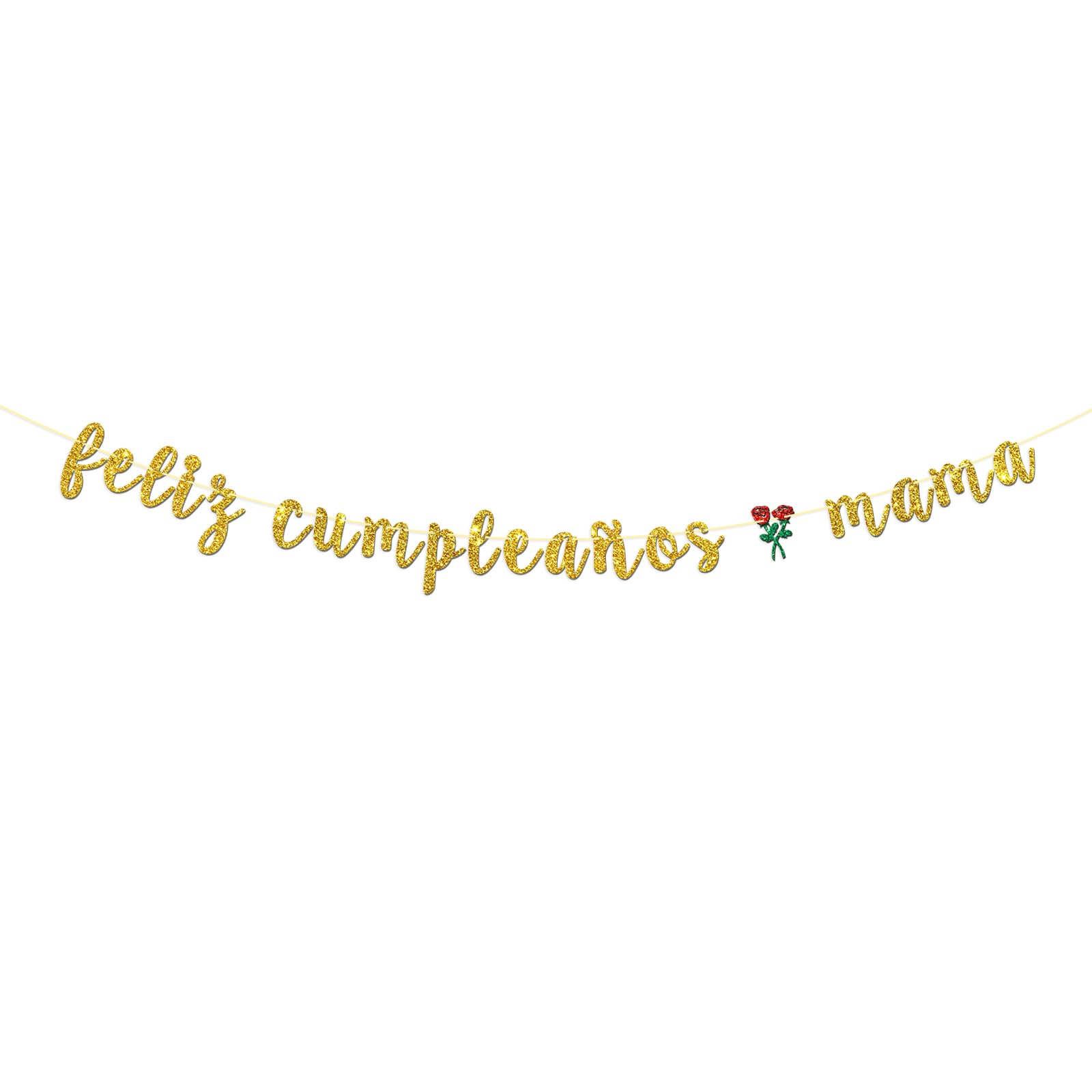 Dill-Dall Feliz Cumpleaños Mama Banner, Fiesta Theme Party Decorations, Mom Birthday Party Banner, Happy Birthday Banner for Women (Gold)
