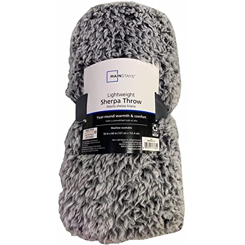 Mainstays Extra Plush Lightweight Sherpa Throw Blanket, 50" X 60" (Gray)