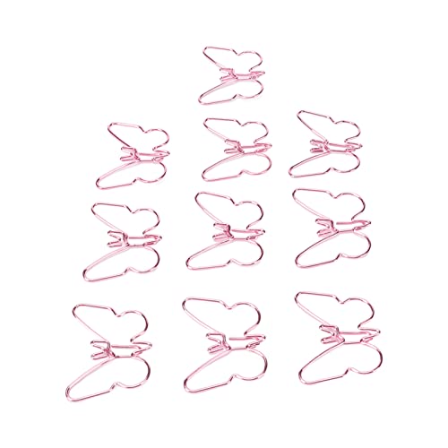Pssopp 100Pcs Cute Paper Clips, Pink Butterflies Shape Electroplating Process Bookmark Clips for File Classification