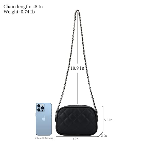 MAXWISE Quilted Crossbody Bags Crossbody Purse Small Crossbody Shoulder Bag with Chain Strap Side Purse for Women