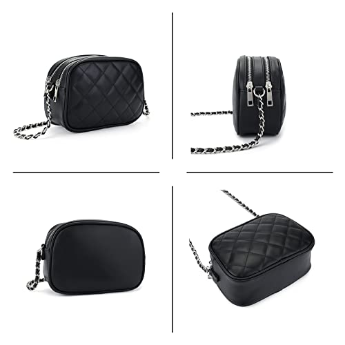 MAXWISE Quilted Crossbody Bags Crossbody Purse Small Crossbody Shoulder Bag with Chain Strap Side Purse for Women