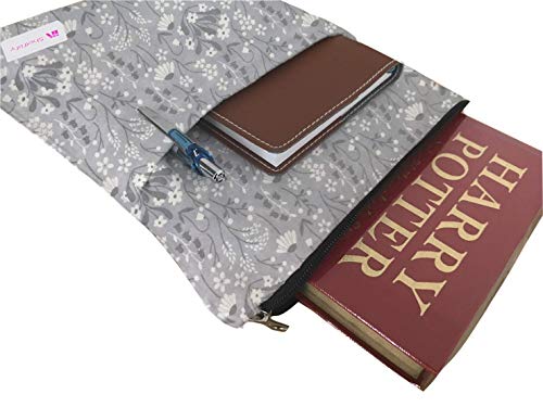 Grey Lily of The Valley Book Sleeve - Book Cover for Hardcover and Paperback - Book Lover Gift - Notebooks and Pens Not Included