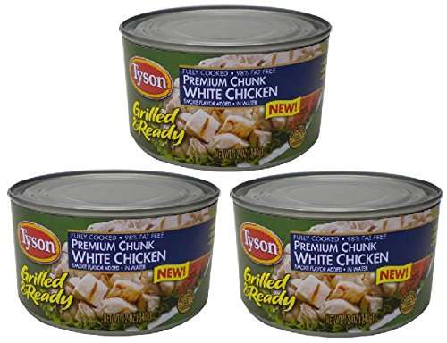 Tyson Fully Cooked Premium Grilled Chunk White Chicken in Water (3 Pack) 12 oz Cans