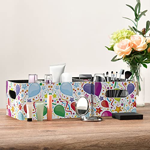 Emelivor Birthday Party Storage Basket Bins Set (2pcs) Felt Collapsible Storage Bins with Dual Handles Foldable Storage Baskets Boxes for Laundry Room Organization