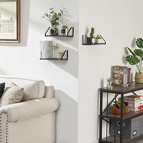 TFER Floating Wall Shelves for Bedroom/Bathroom, Set of 3, Hanging Shelf for Living Room/Kitchen/Laundry Room, Wall Mounted Shelves, Rustic Wood Shelves Great Value Halloween Decoration | Grey