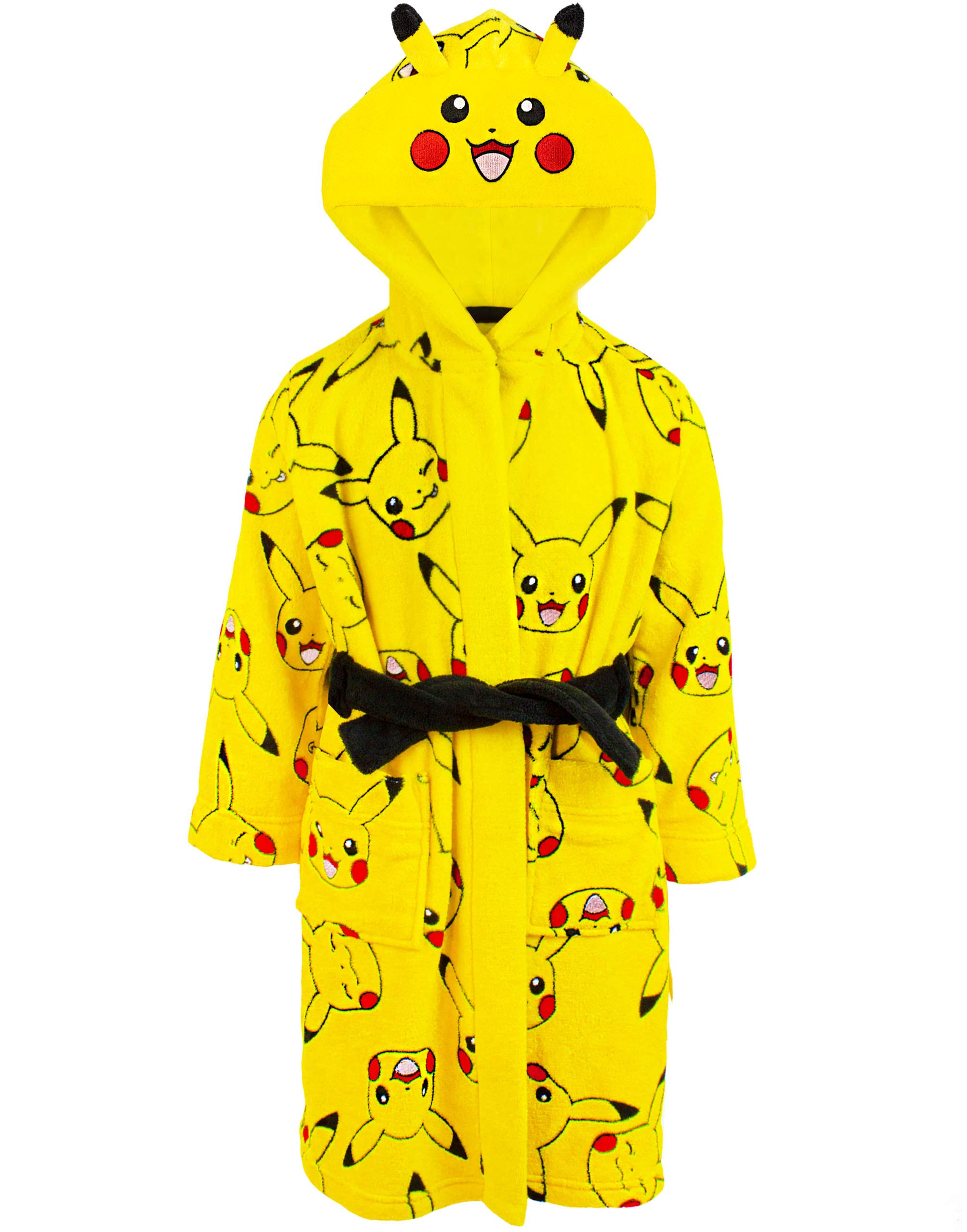Pokemon Dressing Gown Kids Boys Girls Pikachu 3D Ears Pjs Bathrobe 7-8 Years
