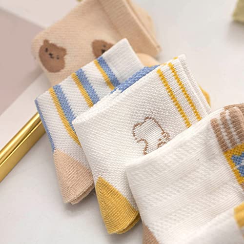 wjiNFDFG Infant Socks Floor Socks Summer Cotton Socks Cartoon Thin Breathable Autumn Cartoon Fashion Sock (Brown, 5-8 Years)