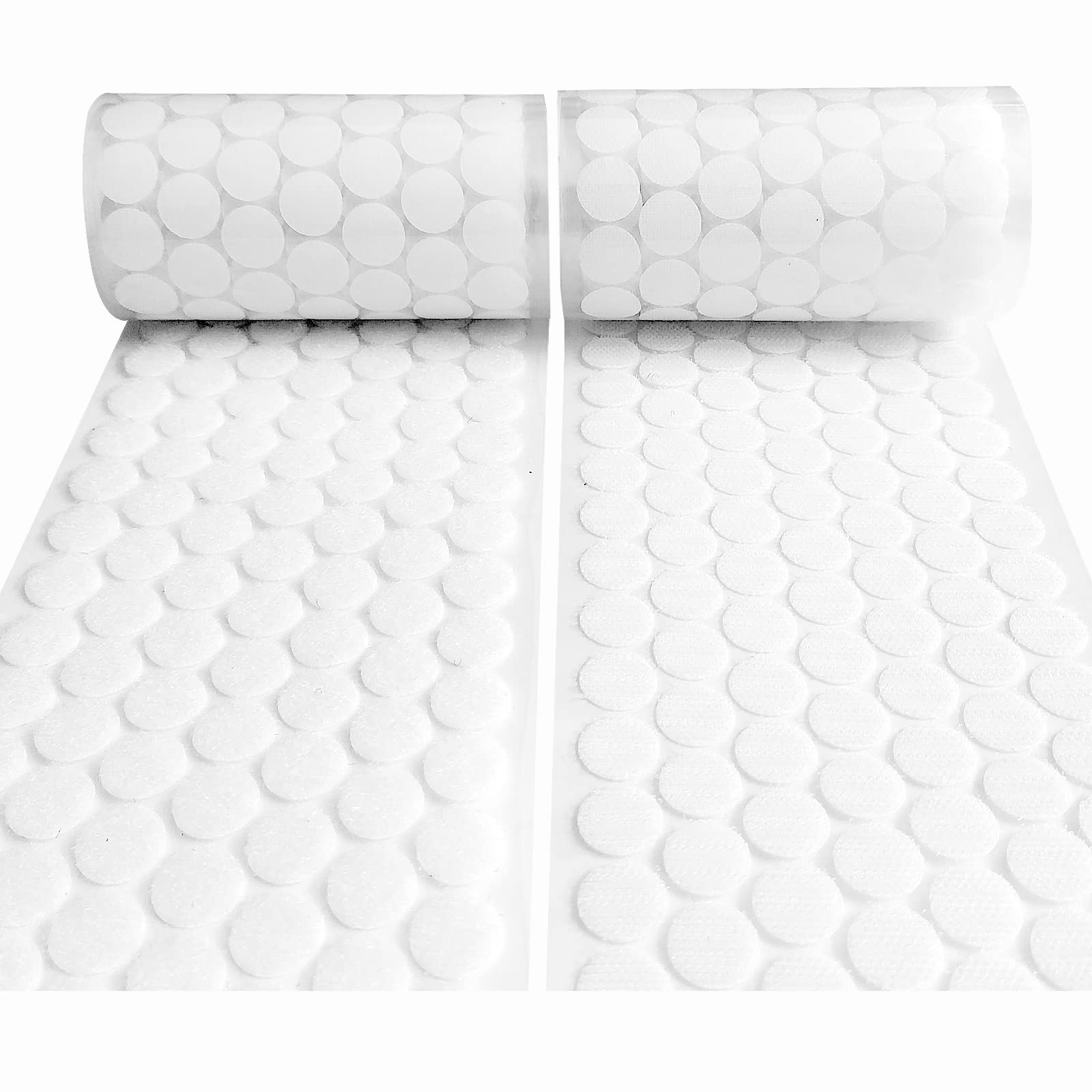 Self Adhesive Dots, 1056pcs(528 Pairs) 0.59” Diameter White Sticky dots, Hook & Loop dots with Strong Adhesive, Sticky Back Coins Tapes 15mm for Classroom, Office, Home