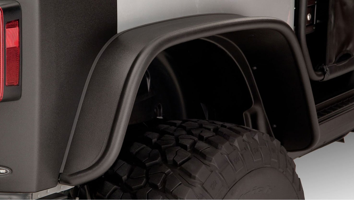 Bushwacker Jeep Flat Style Rear Fender Flares | 2-Piece Set, Black, Textured Finish | 10052-07 | Fits 2007-2018 Jeep Wrangler JK 2-Door