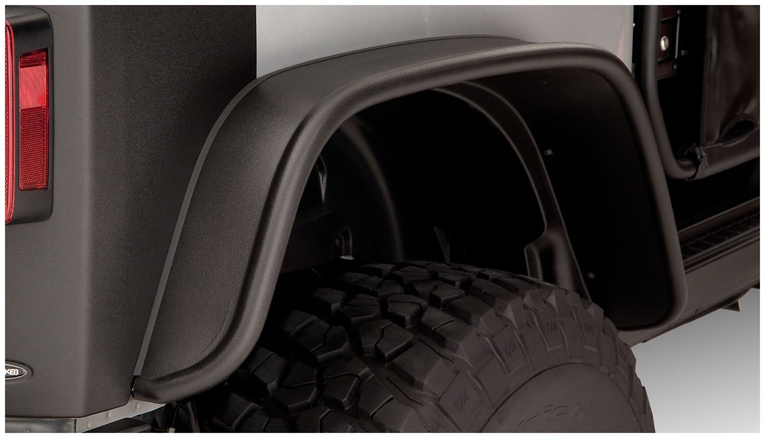 Bushwacker Jeep Flat Style Rear Fender Flares | 2-Piece Set, Black, Textured Finish | 10052-07 | Fits 2007-2018 Jeep Wrangler JK 2-Door