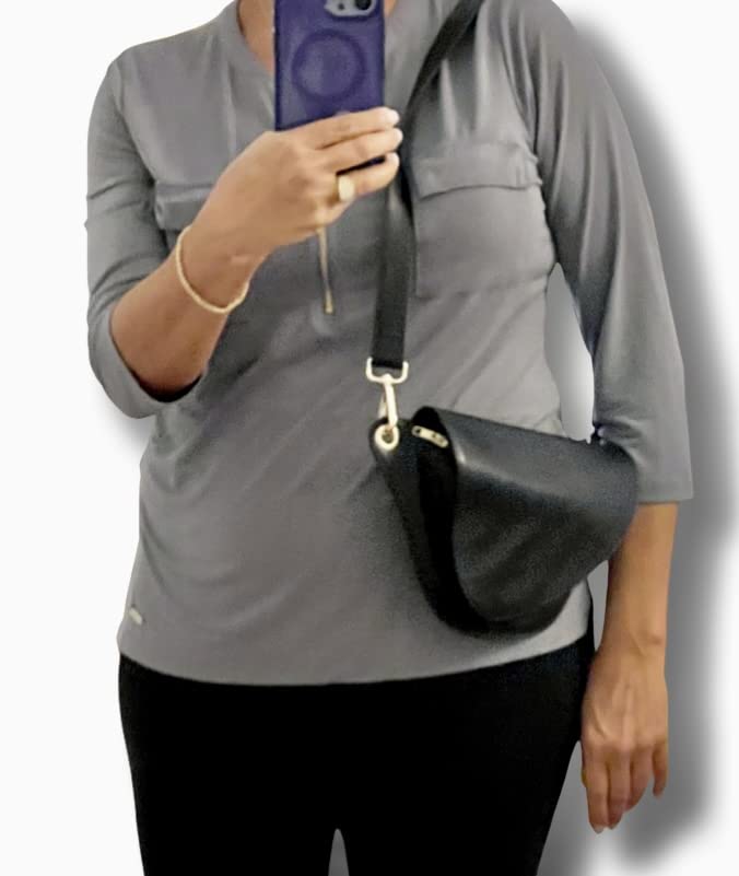 Crossbody Genuine Italian Leather Bag Shoulder Purse Italy Barucheni (Black)