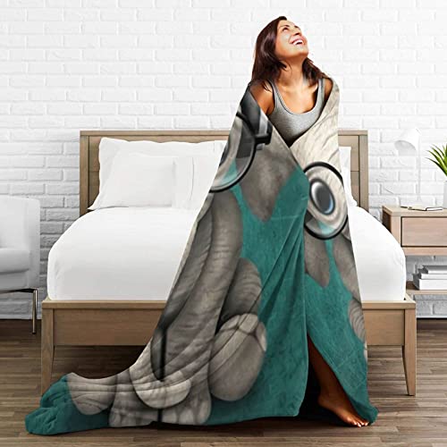 DJ Elephant Throw Blanket Decorative Flannel Throw Super Soft Cozy Lightweight Blankets for Couch Bed Sofa All Season 50x60 inch