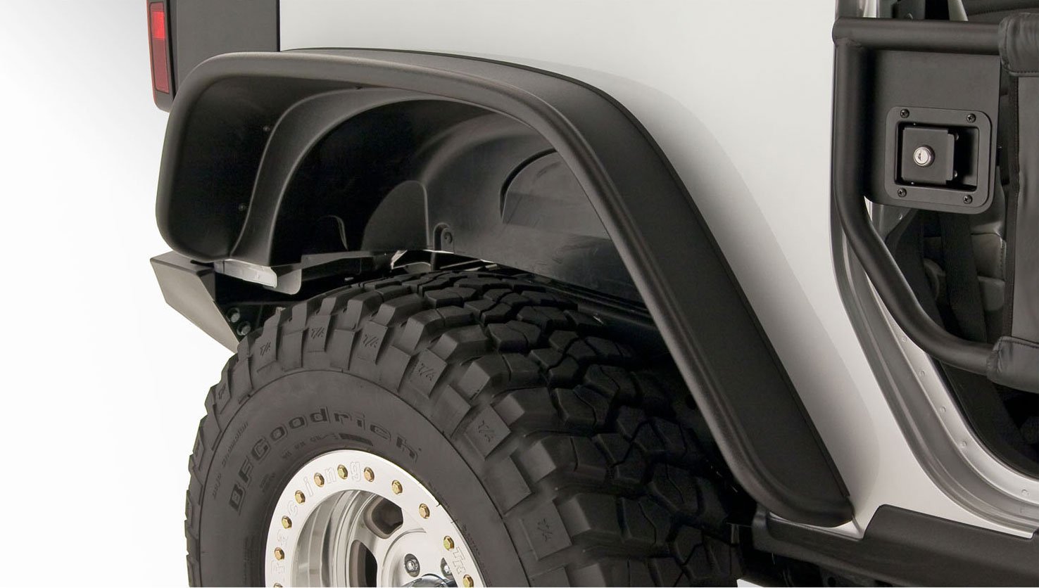 Bushwacker Jeep Flat Style Rear Fender Flares | 2-Piece Set, Black, Textured Finish | 10052-07 | Fits 2007-2018 Jeep Wrangler JK 2-Door