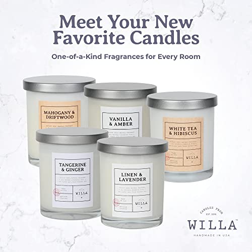Willa Vanilla & Amber Highly Scented Candle - All Natural Soy Wax Luxury Candles Made in The USA with Essential Oils - Best for a Home / Aromatherapy / Gift / Spa / Bathroom 9oz Jar Candle