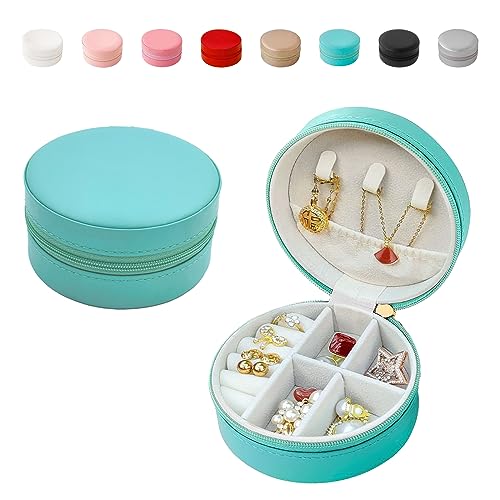 Denyskwin Mini Travel Jewelry Case, Small Jewellery Organizer Boxes, Portable Gifts Storage Cases for Rings, Pendants, Earrings, Necklaces, Bracelets Holder for Women Girls