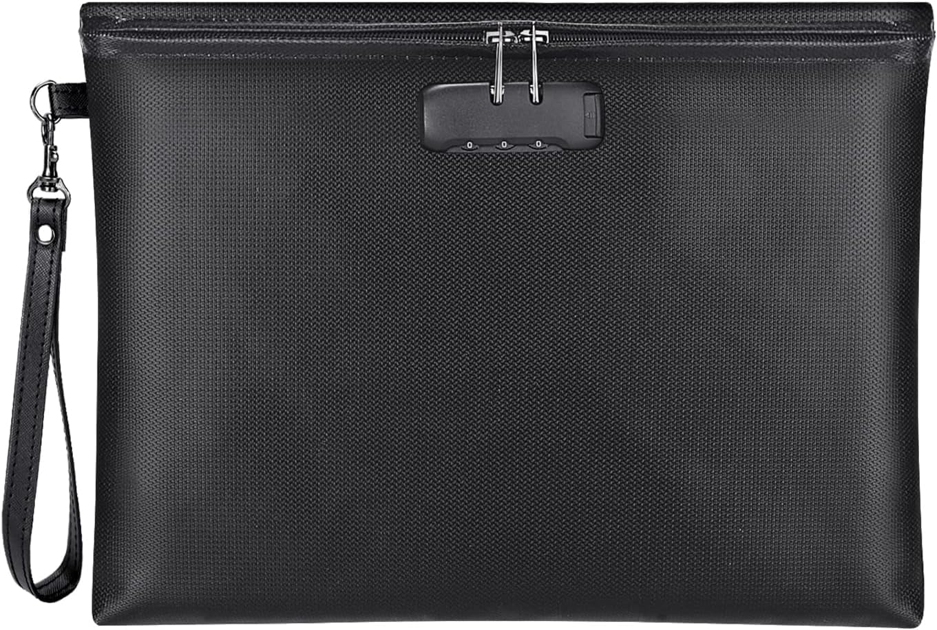 Fireproof Document Bag with Lock, ZOOPIP 14.3"x10.2" Fireproof and Waterproof Money Bag with Zipper Closure, Storage Pouch for A4 Letter Size Document, Cash, Cell Phone, Tablet, Credit Card,Passport