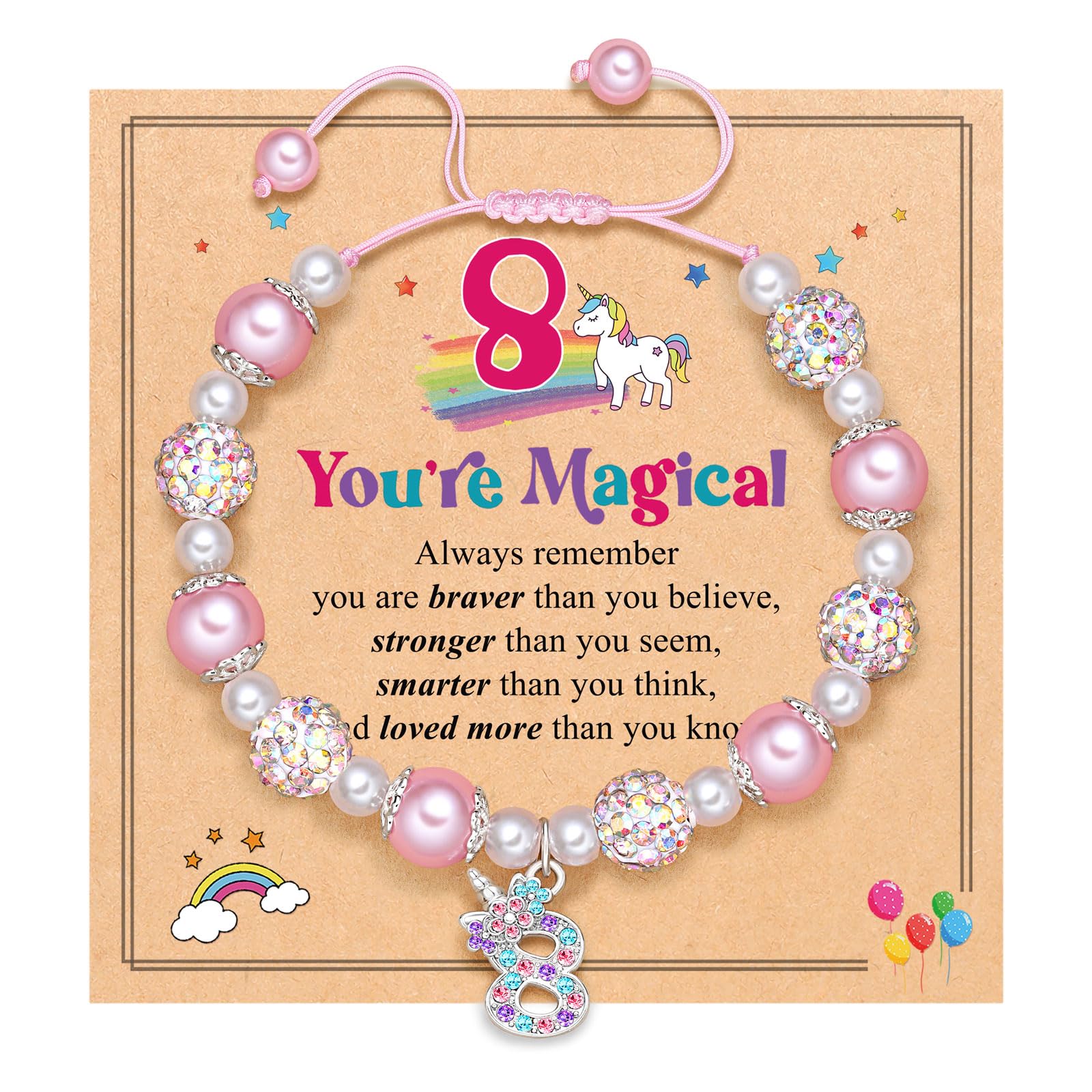 UPROMI 8 Year Old Girls Birthday Gifts for Age 6 8 12 7 10, Unicorn Christmas Easter Stuffers Valentines Day Gifts for Girls Bracelet Ideas