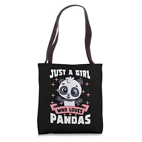 JUST A GIRL WHO LOVES PANDAS - CUTE BLACK WHITE PINK DESIGN Tote Bag