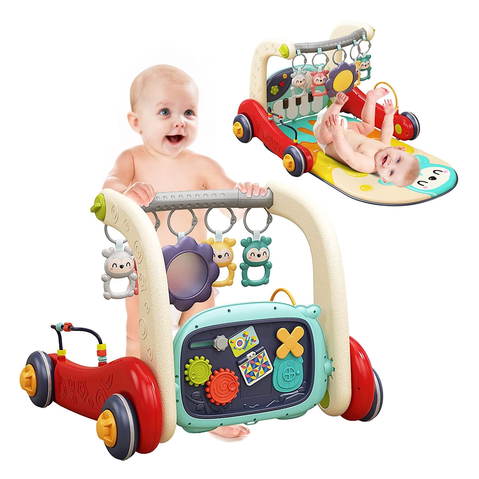 Baby Gym Play Mat Baby Animals Activity Gym for Sensory and Motor Skill Development, Language Discovery, Thicker and Non Slip Baby Play Gym Mat for Babies and Toddlers