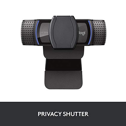 Logitech C920S HD Pro Webcam, Full HD 1080p/30fps Video Calling, Clear Stereo Audio, Light Correction, Privacy Shutter, Works with Skype, Zoom, FaceTime, Hangouts, PC/Mac/Laptop/Tablet/XBox - Black