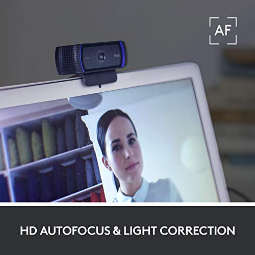 Logitech C920S HD Pro Webcam, Full HD 1080p/30fps Video Calling, Clear Stereo Audio, Light Correction, Privacy Shutter, Works with Skype, Zoom, FaceTime, Hangouts, PC/Mac/Laptop/Tablet/XBox - Black