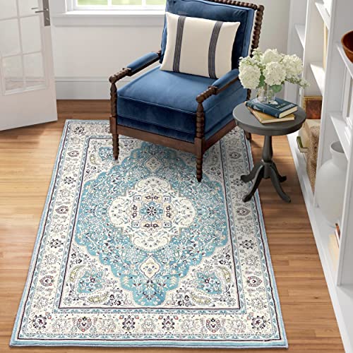 IOHOUZE Accent Rug, Boho Bath Mat Low-Pile Non-Shedding Oriental Area Rug Boho Chic Medallion Area Rug 3x5 Washable Bathroom Rug for Kitchen Bathroom Laundry