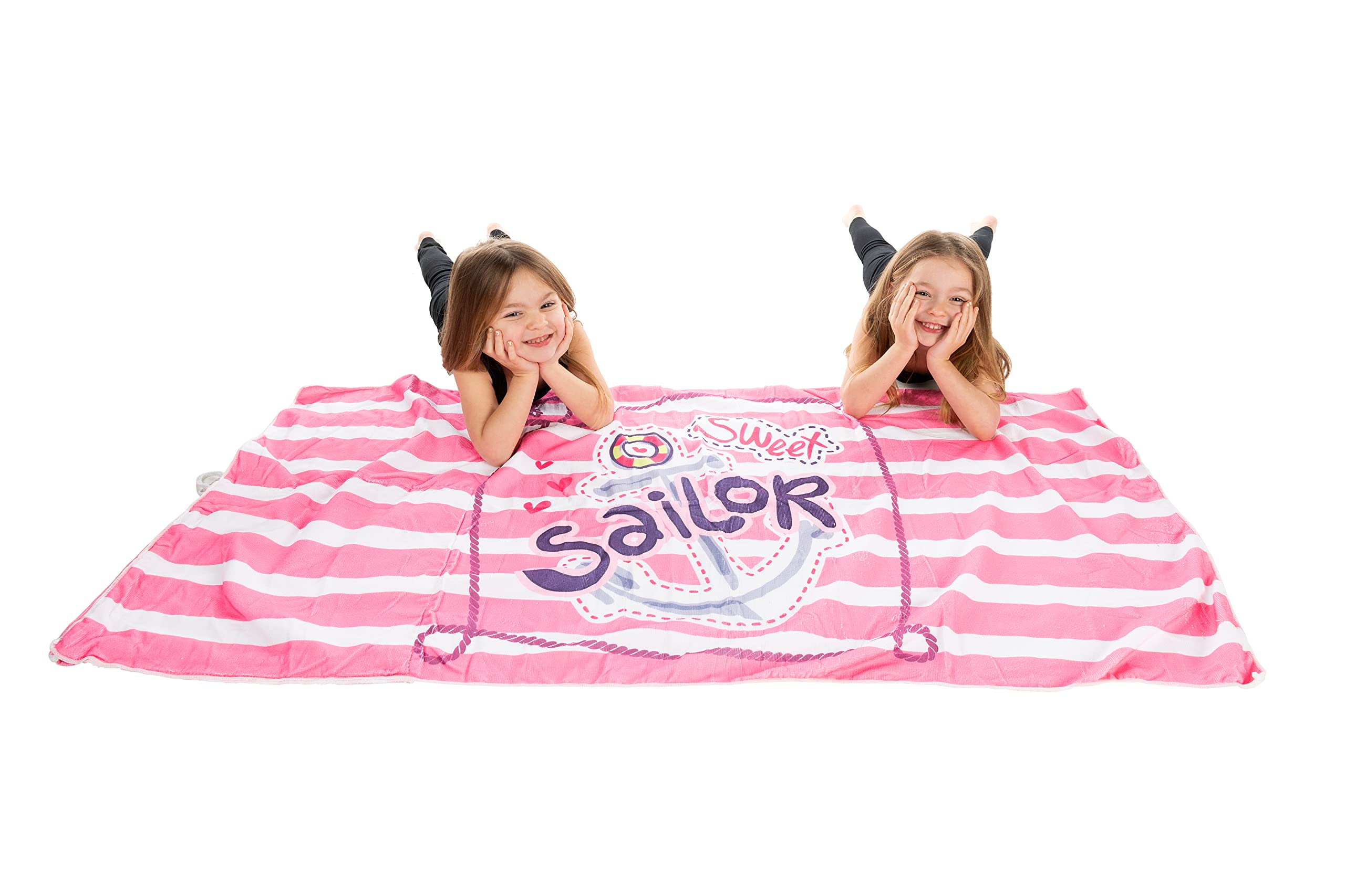 Funky Junque Two in One Beach Towel & Backpack: Sailor w/ Anchor - Pink Large