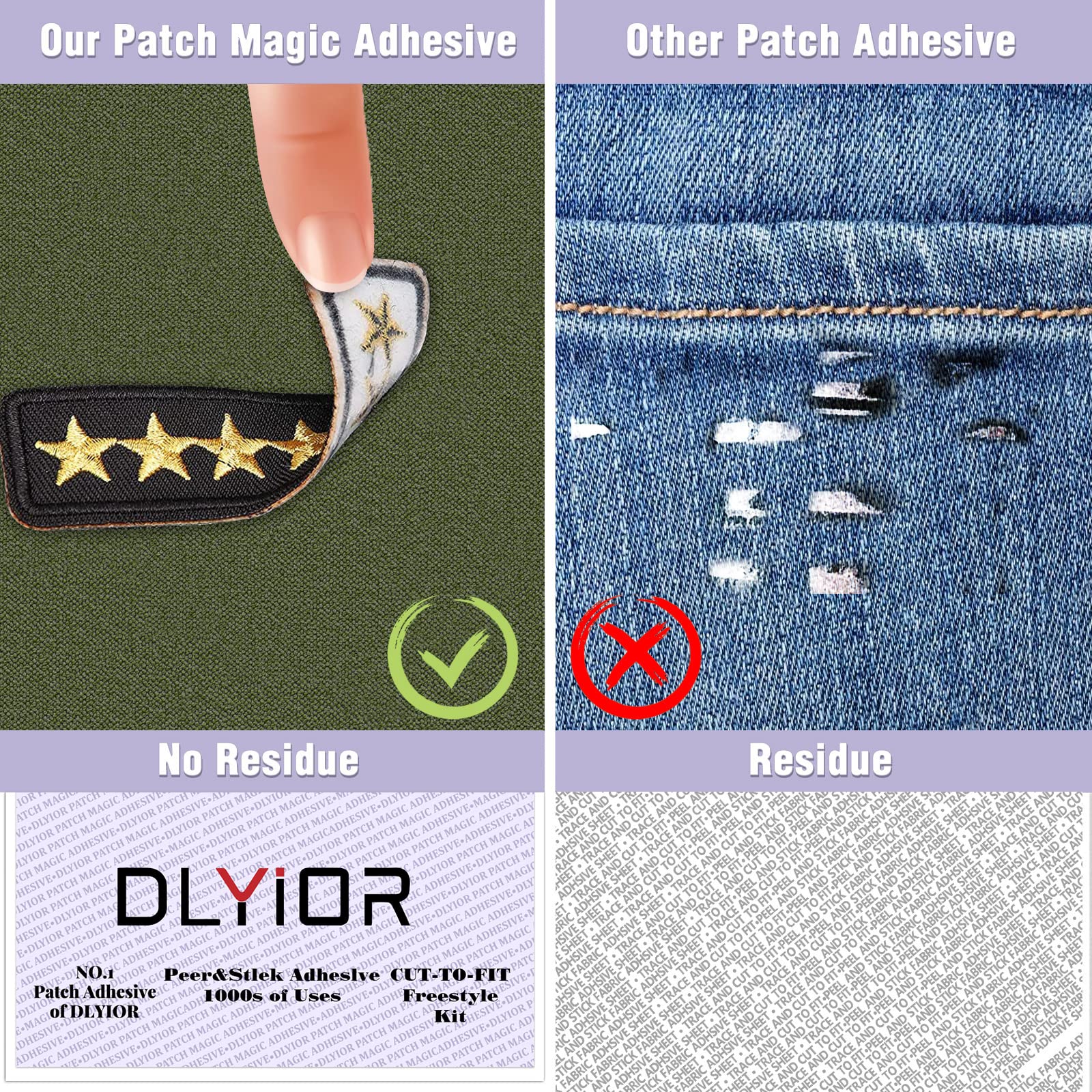 Patch Magic Adhesive, Washable Double-Sided Glue for Iron On Patches and Cut to Fit Freestyle Girl Scout Patches Kit.(2 Pack)