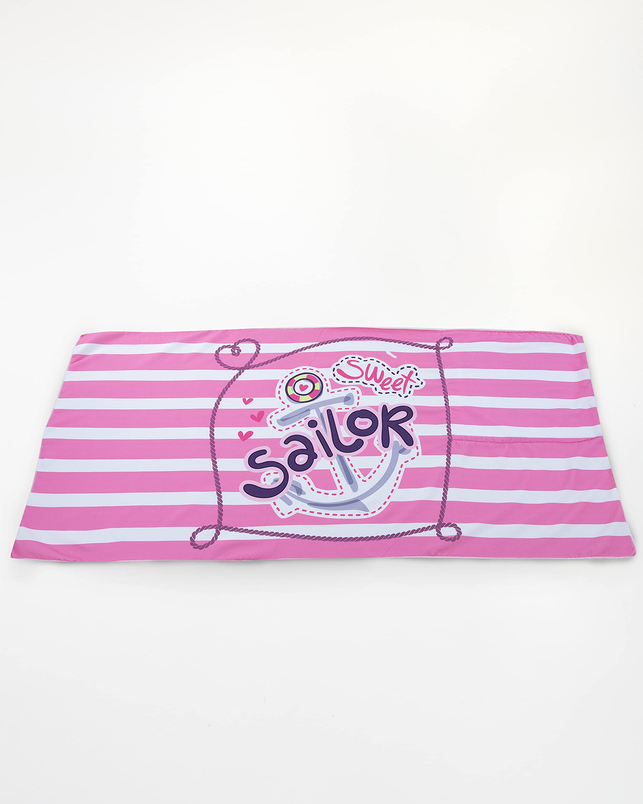 Funky Junque Two in One Beach Towel & Backpack: Sailor w/ Anchor - Pink Large