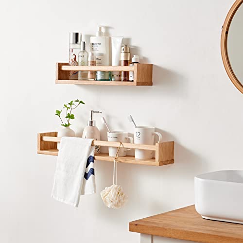 TREOAKWIS Nursery Shelves, Natural Wood Nursery Floating Shelves for Wall Mounted, Wall Bookshelf for Kids,Hanging Shelf for Baby Nursery Room Decor Bathroom Decor, Kitchen Spice Rack, 24 Inch