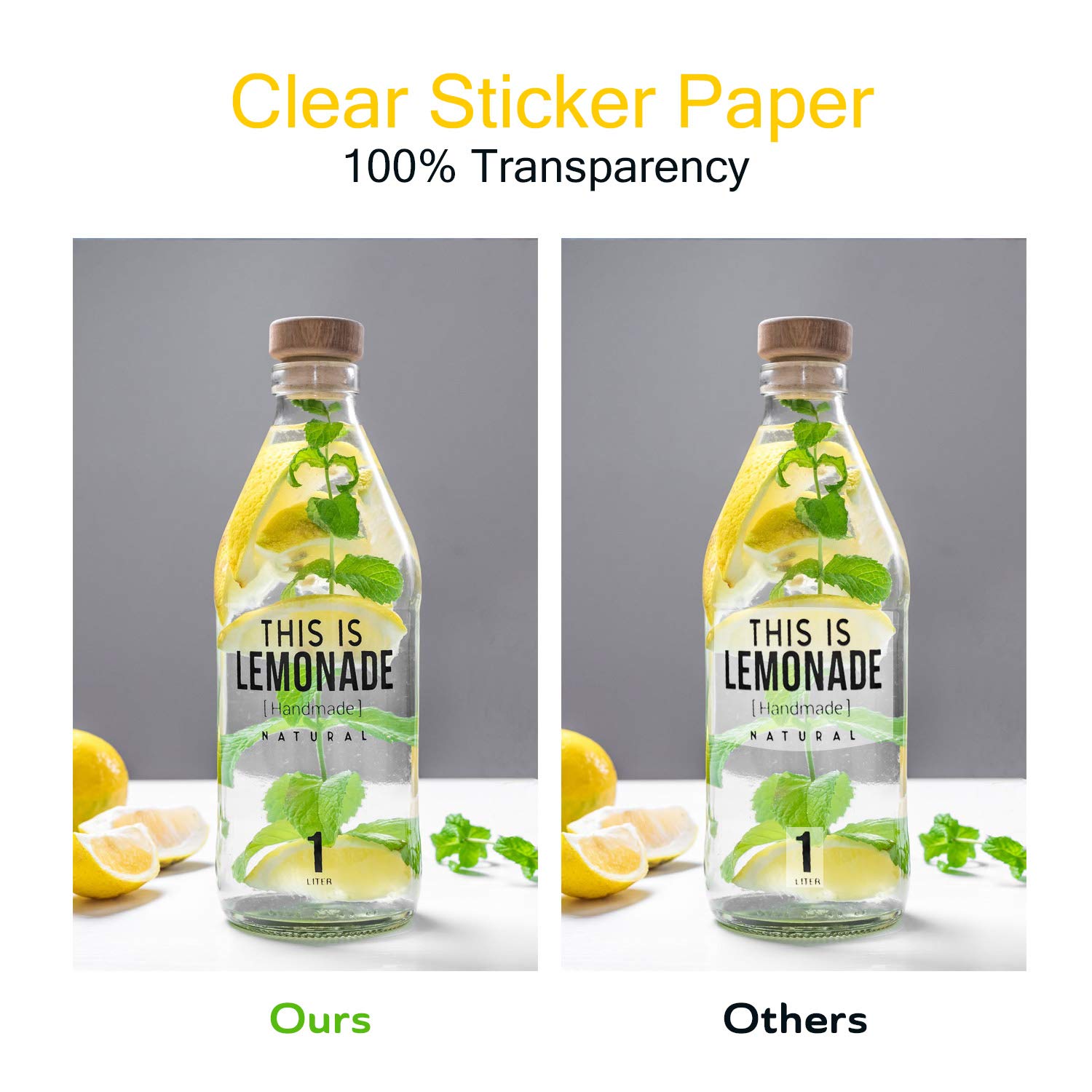 Koala Printable Clear Sticker Paper - ONLY for Laser Printer - 8.5x11 Inch 20 Sheets Full Sheet 100% Transparent Label Paper for DIY Personalized Decals, Labels