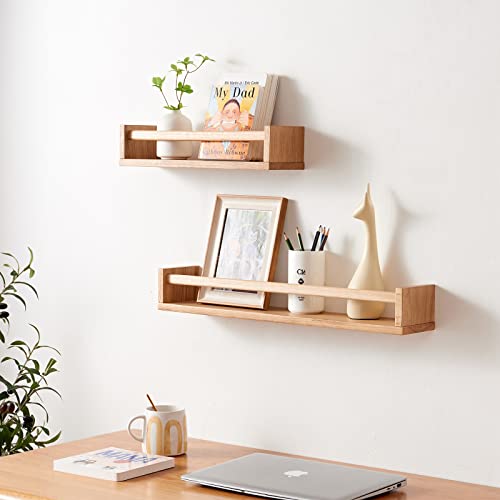 TREOAKWIS Nursery Shelves, Natural Wood Nursery Floating Shelves for Wall Mounted, Wall Bookshelf for Kids,Hanging Shelf for Baby Nursery Room Decor Bathroom Decor, Kitchen Spice Rack, 24 Inch
