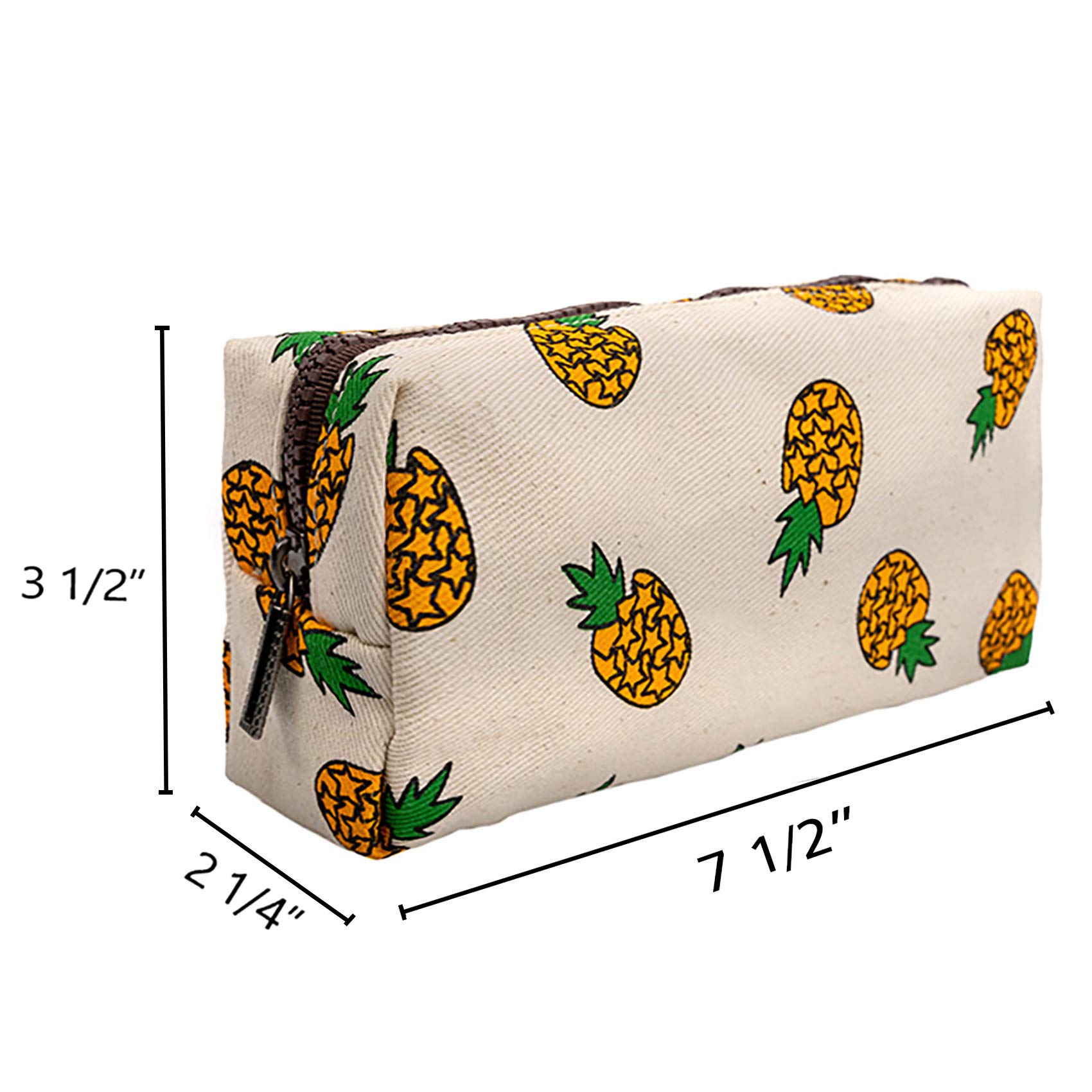 LParkin Cute Pineapple Teen Large Capacity Canvas Pencil Case Pen Bag Box Gadget Pouch Stationary Case Makeup Cosmetic Bag