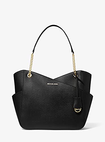 Michael Kors Women's Jet Set Travel Large Chain Shoulder Bag (Large, Black/Gold)