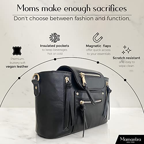 Water Bottle Carrier Purse in Premium Vegan Leather - Stylish Gift for Moms - Crossbody Mom Bag 11.5" x 9" x 4"
