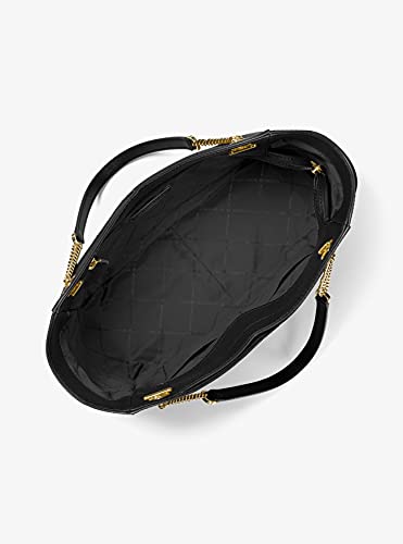 Michael Kors Women's Jet Set Travel Large Chain Shoulder Bag (Large, Black/Gold)