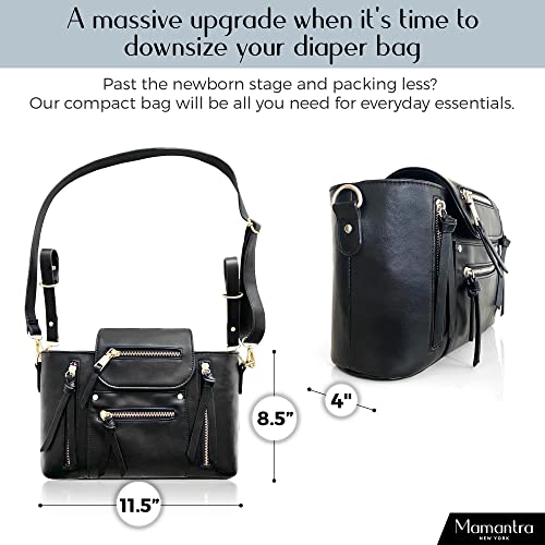 Water Bottle Carrier Purse in Premium Vegan Leather - Stylish Gift for Moms - Crossbody Mom Bag 11.5" x 9" x 4"