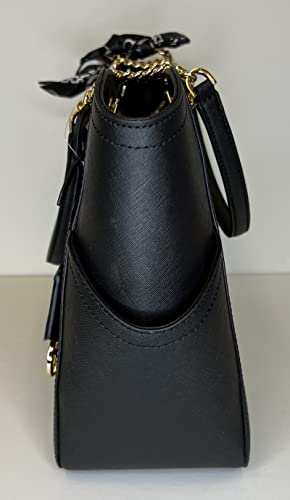 Michael Kors Women's Jet Set Travel Large Chain Shoulder Bag (Large, Black/Gold)