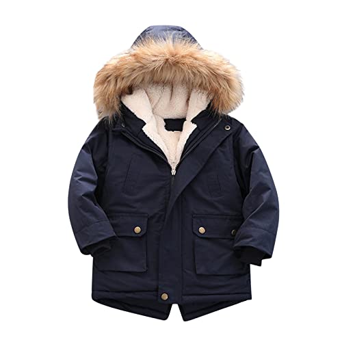 Hooded Puffer Jackets for Boys and Girls Warm Comfy Cotton Dress Warm Lined Coat Outer Clothing Full-Zip Hooded Jacket